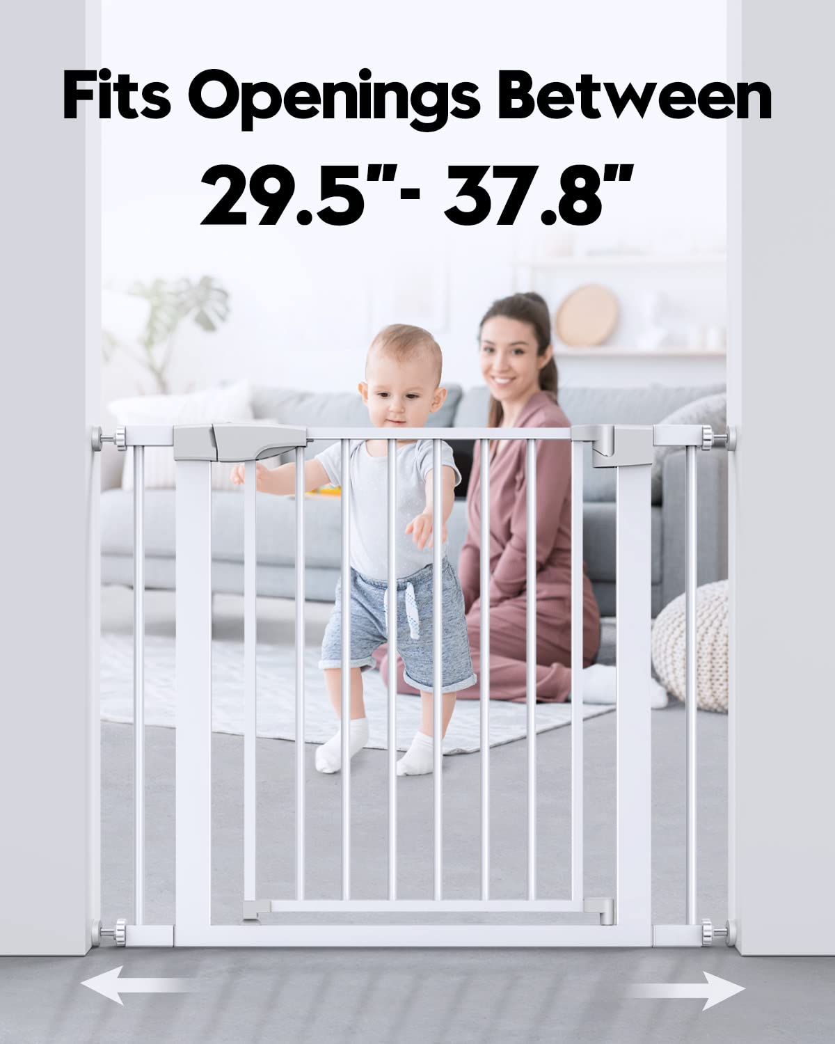 Ciays 29.5” to 37.8” Safety Baby Gate, Extra Wide Auto-Close Dog Gate for Stairs, Easy Walk Thru Indoor Pet Gate for Doorways and Rooms,30in Tall, White