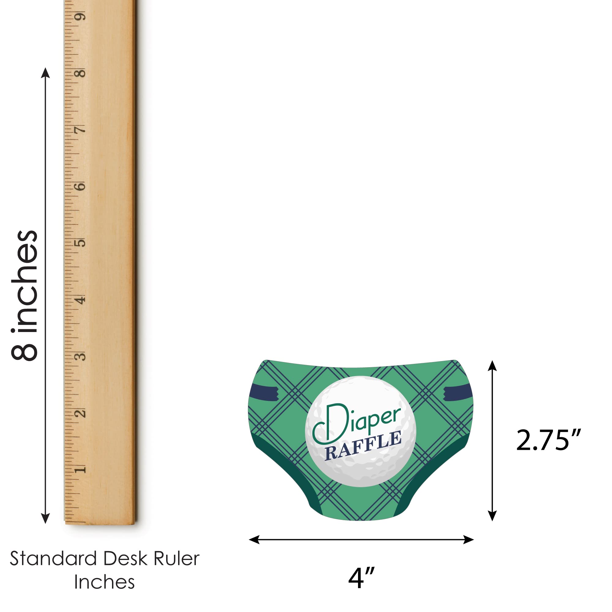 Big Dot of Happiness Par-Tee Time - Golf - Diaper Shaped Raffle Ticket Inserts - Baby Shower Activities - Diaper Raffle Game - Set of 24