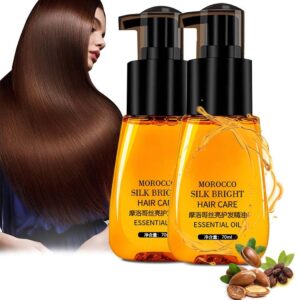 frizzy hair serum - morocco silk bright anti-frizz serum for smooth, shiny hair, frizz-free smoothing with natural oils for dry, curly, wavy, damaged hair (2pcs)