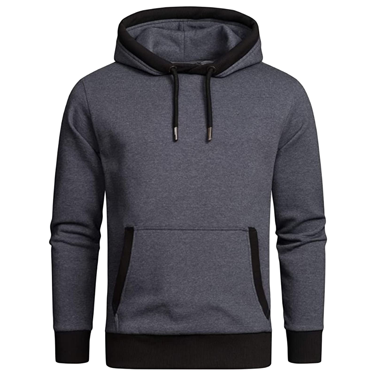 Maiyifu-GJ Men's Solid Fleece Athletic Hoodies Long Sleeve Casual Sports Sweatshirt Drawstring Hooded Pullover With Pockets (Dark Grey,Medium)