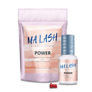 ma lash power eyelash extension adhesive glue - 0.17fl.oz / 5ml - ultra-fast 1-second drying time - 8 weeks retention - professional-grade, black