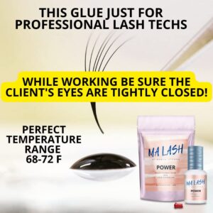 MA LASH Power Eyelash Extension Adhesive Glue - 0.17fl.oz / 5ml - Ultra-Fast 1-Second Drying Time - 8 Weeks Retention - Professional-Grade, Black