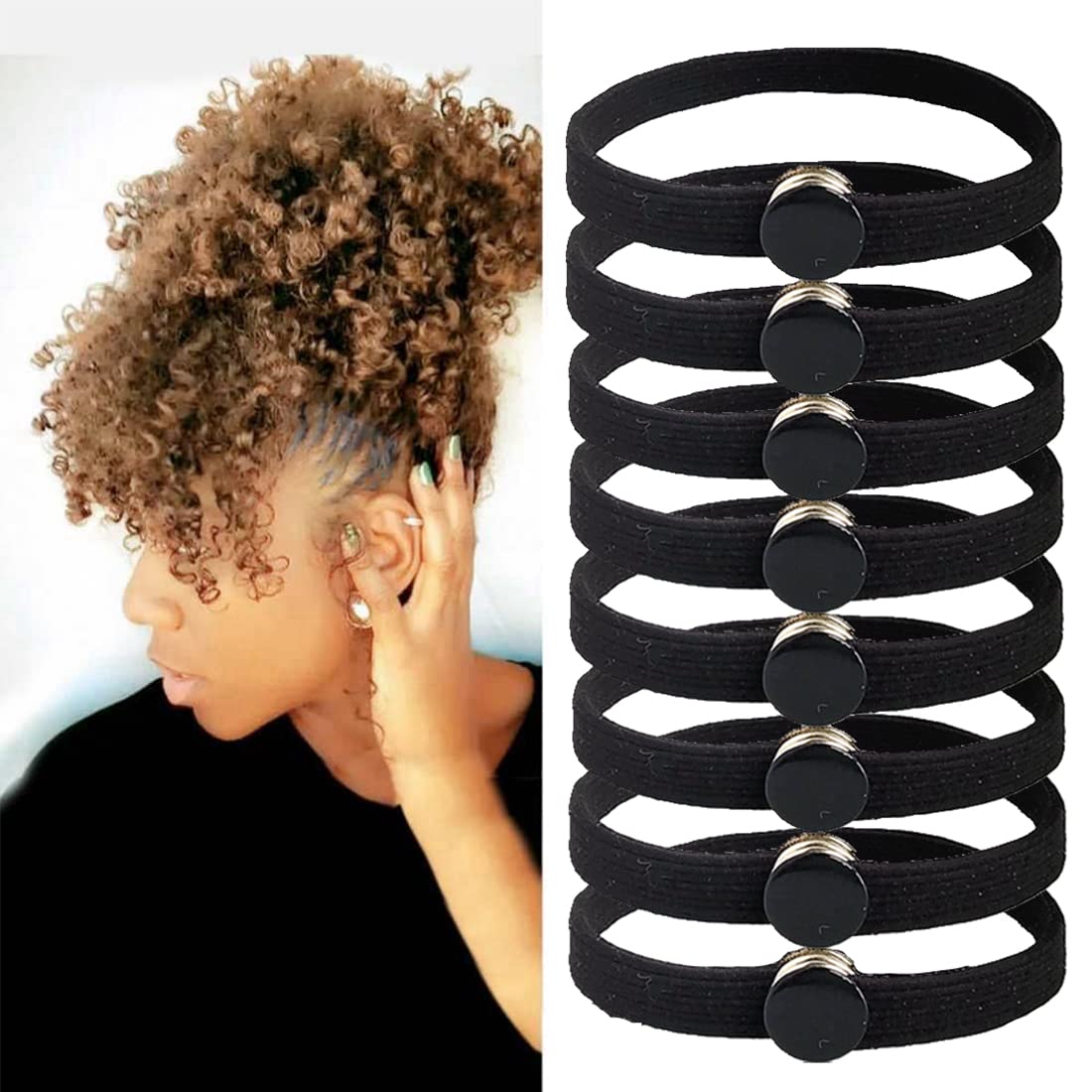 FEEZENT 10PCS High Elasticity Snap Hair Ties for Thick Hair Natural Curly Hair and Braids| Connectable Hair Rope | No Slip Adjustsble hairband for Puff Ponytail (10 Count -Pack of 1)