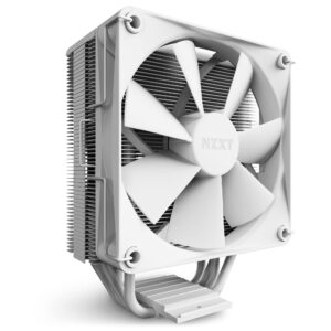 nzxt t120 cpu air cooler - rc-tn120-w1 - conductive copper pipes - fluid dynamic bearings - amd and intel compatibility - white