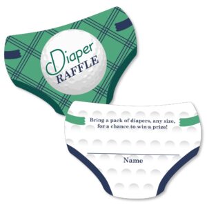 big dot of happiness par-tee time - golf - diaper shaped raffle ticket inserts - baby shower activities - diaper raffle game - set of 24