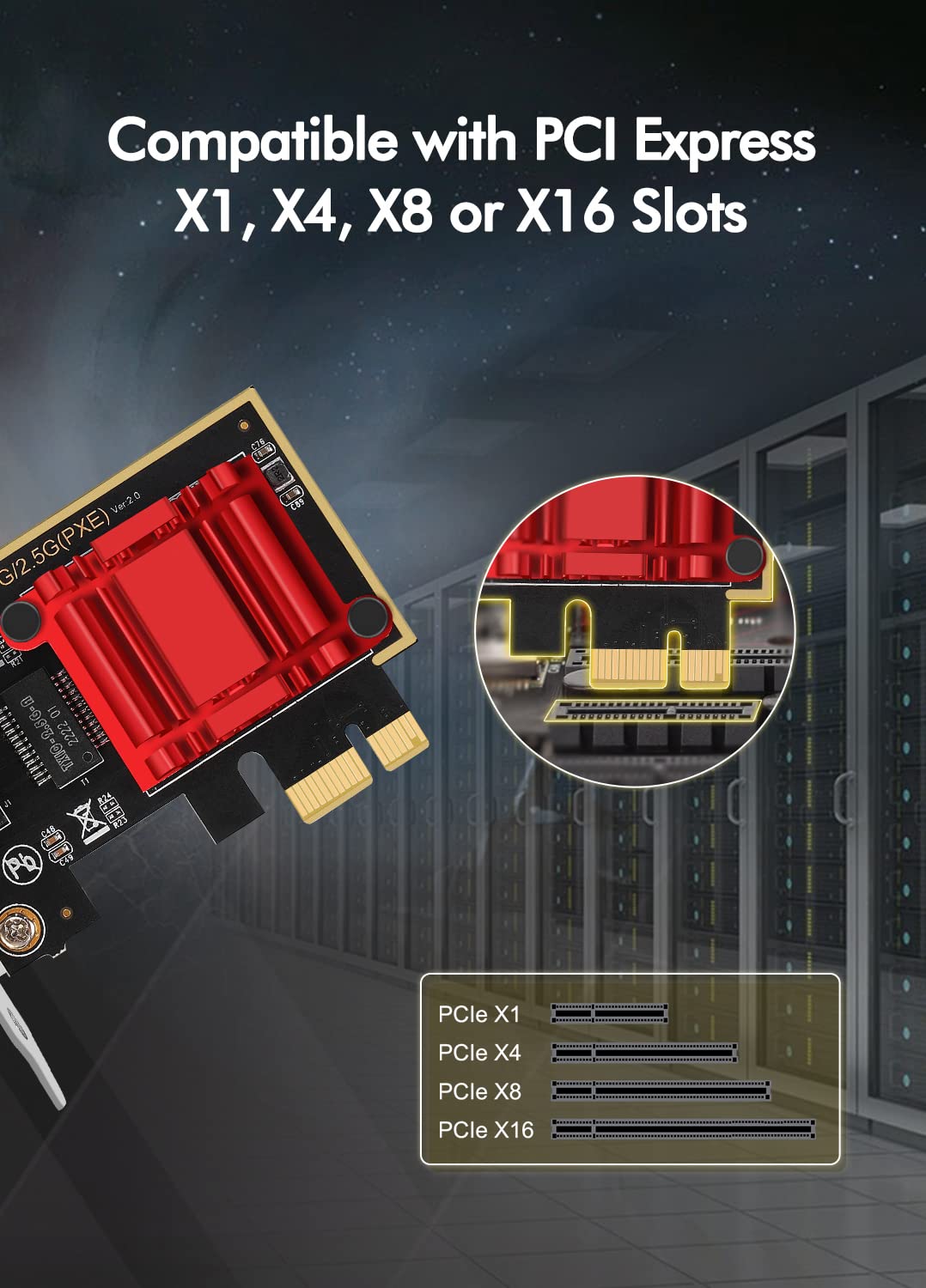 2.5Gb PCIe Network Card, NICGIGA 2.5 Gigabit Ethernet Interface Adapter, with Realtek RTL8125B, 2.5G NIC Compliant Windows/Linux/MAC OS