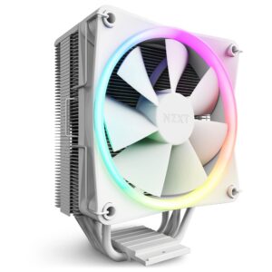 nzxt t120 rgb cpu air cooler - rc-tr120-w1 - conductive copper pipes - fluid dynamic bearings - amd and intel compatibility - white