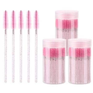 tbestmax 300 disposable spoolies mascara wands eyelashes brush in bottle for eye lash extension eyebrow makeup pink