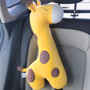 seat belt pillow for kids, car seatbelt cover children rest sleep head support shoulder pad neck pillow plush cartoon giraffe cushion