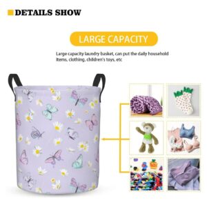 KiuLoam Butterfly With Florals On Purple 19.6 Inches Large Storage Basket Collapsible Organizer Bin Laundry Hamper for Nursery Clothes Toys