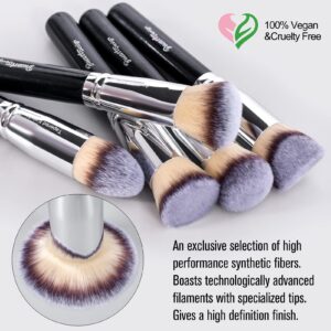 Bueart Design 16Pcs Ultra soft Essential Makeup Brushes set Professional makeup brush set with Premium vegan Hair for Foundation concealer eyeshadow face Contour Blush (16Pcs Pearl Black)