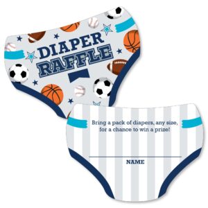 big dot of happiness go, fight, win - sports - diaper shaped raffle ticket inserts - baby shower activities - diaper raffle game - set of 24