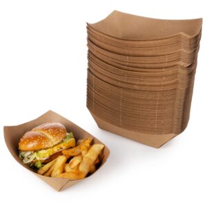 idl packaging 3 lb kraft paper food tray (pack of 125) - poly coated for extra moisture resistance - recyclable - serving tray for fries, burgers, appetizers and side dishes - proudly made in usa