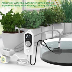 Drip Irrigation Kit,Big Power Automatic Watering System for Potted Plants-12 PCS Adjustable Water Flow Drip Head-Plant Watering Devices,30 Day Interval Programmable Timer,Watering on Working Days