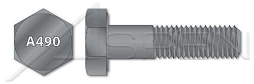 (70 pcs) 1-1/8"-7 X 7", Heavy Structural Hex Bolts, ASTM A490 Type 1, Steel, Made in U.S.A.