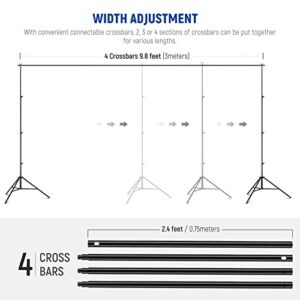 NEEWER 8.5x10ft Adjustable Backdrop Stand Kit, Photography Background Support System with 4 Crossbars, 6 Spring Clamps, 6 Backdrop Clips, 2 Sandbags, and Carrying Bag for Photo Video Party Ceremony