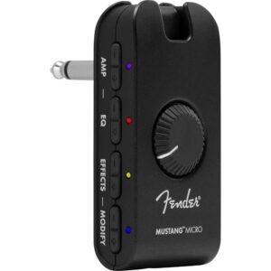 Fender Mustang Micro Headphone Amplifier Bundle with Polsen HPC-A30-MK2 Studio Monitor Headphones