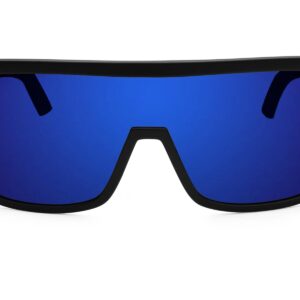 BOMBER Saftey Glasses for Men and Women, Blue Mirror Safety Lens, with Matte Black Square Frame and Non Slip Foam lining, Removable Side Shields included, z87 Compliant - BZ103BM