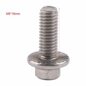 10pcs M6 Stainless Steel Hex Flange Screws Washer Head Bolts Fastener Hex Head With Flange(M6*16)