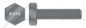 (170 pcs) 1-1/8"-7 x 2-1/2", heavy structural hex bolts, full thread, astm a490 type 1, steel, made in u.s.a.