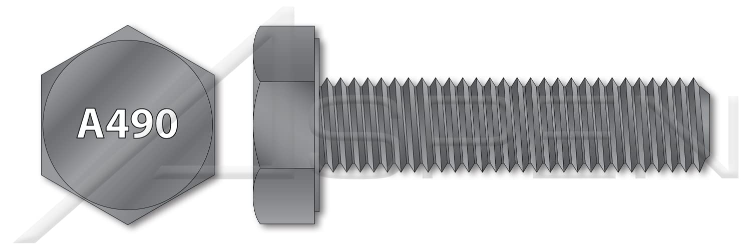 (170 pcs) 1-1/8"-7 X 2-1/2", Heavy Structural Hex Bolts, Full Thread, ASTM A490 Type 1, Steel, Made in U.S.A.