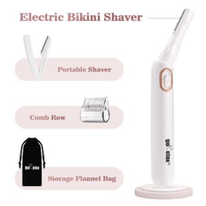 Bikini Shaver for Women Pubic Hair, USB Bikini Line Hair Removal, Ladies Bikini Hair Remover + Foldable Shaver kit, Electric Intimate Trimmer/Razor for Bikini Area, with Storage Bag by Gurelax