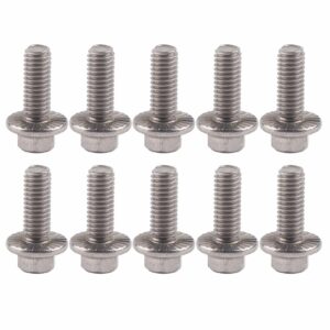 10pcs m6 stainless steel hex flange screws washer head bolts fastener hex head with flange(m6*16)