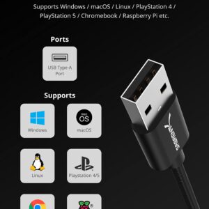 SABRENT 10-Feet USB 3.0 Extension Cable (A-Male to A-Female) with 20" USB Type-A to 3.5mm Dual Audio Jack Adapter