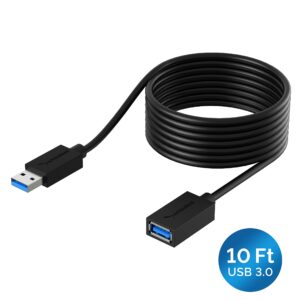 SABRENT 10-Feet USB 3.0 Extension Cable (A-Male to A-Female) with 20" USB Type-A to 3.5mm Dual Audio Jack Adapter