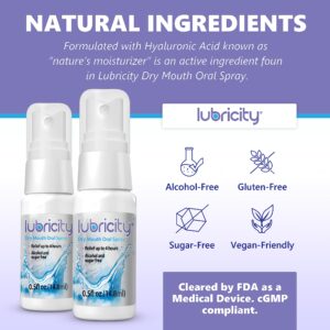 Lubricity Dry Mouth Oral Spray - 2 Piece Dry Mouth Products for Efficient Relief, Travel-Size Dry Mouth Spray, Mouth Moisturizer for Dry Mouth, Dry Mouth Remedies - 0.5 oz Each with Ilios Travel Cup