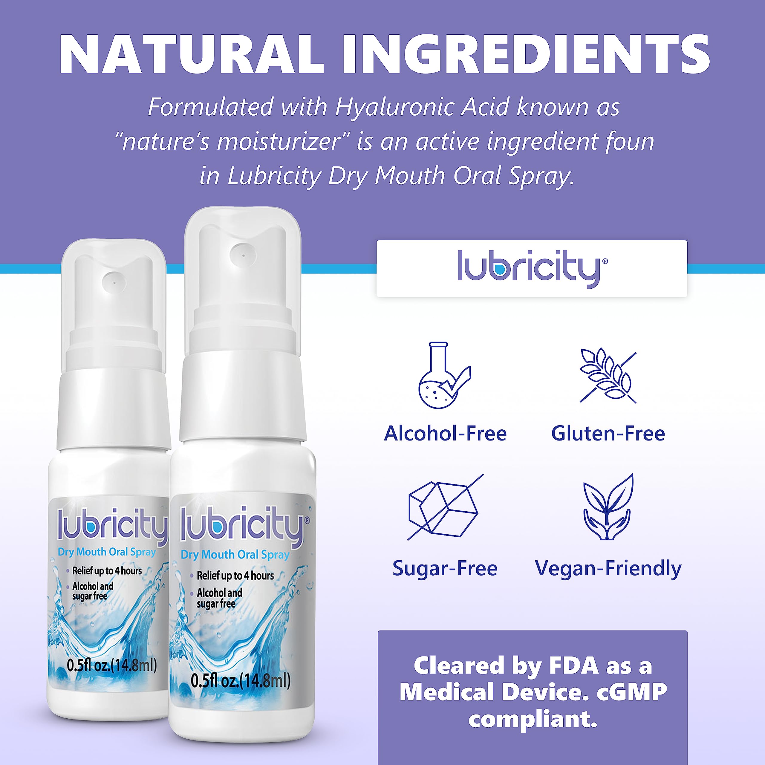 Lubricity Dry Mouth Oral Spray - 2 Piece Dry Mouth Products for Efficient Relief, Travel-Size Dry Mouth Spray, Mouth Moisturizer for Dry Mouth, Dry Mouth Remedies - 0.5 oz Each with Ilios Travel Cup