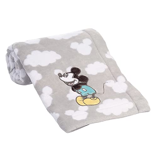 Lambs & Ivy Disney Baby Moonlight Mickey Mouse Gray Soft Fleece Baby Blanket