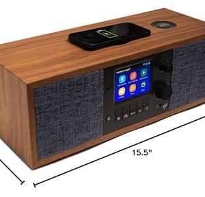 Grace Digital Mondo Elite Duo Smart Internet Radio, Bluetooth, Wi-Fi, 7-Day Alarm – Microphone Free (Walnut)