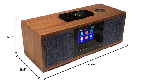 Grace Digital Mondo Elite Duo Smart Internet Radio, Bluetooth, Wi-Fi, 7-Day Alarm – Microphone Free (Walnut)