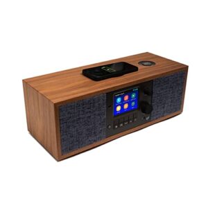 Grace Digital Mondo Elite Duo Smart Internet Radio, Bluetooth, Wi-Fi, 7-Day Alarm – Microphone Free (Walnut)