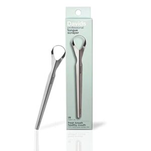 davids tongue scraper for adults and kids, 100% medical grade professional stainless steel tongue scraper, made in usa