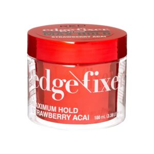 red by kiss edge fixer hair shine gel, 24 hour max hold, non-flaking, biotin b7 infused, natural styling, professional edge control wax, perfect for braiding (strawberry acai)