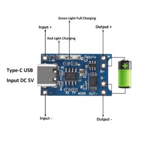 AEDIKO 20pcs TP4056 Type-C USB 5V 1A 18650 Lithium Battery Charger Module Li-ion Charging Board TC4056A with Dual Protection Function