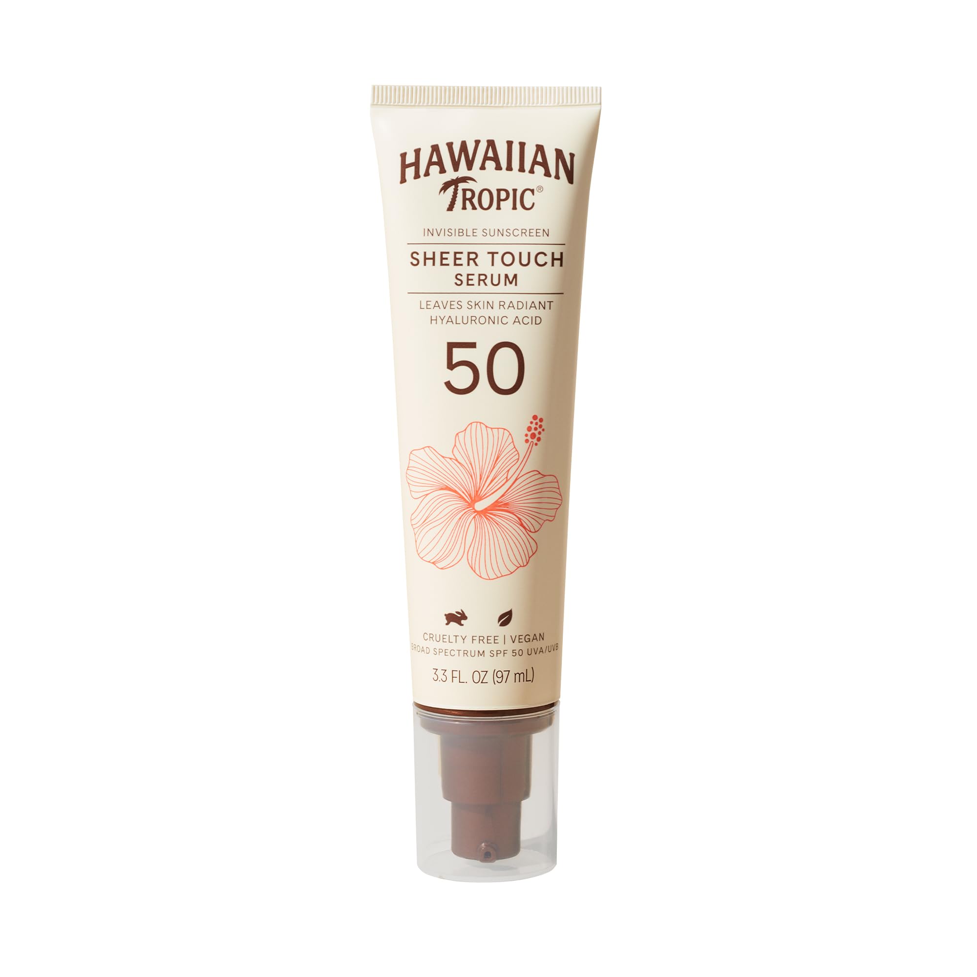 Hawaiian Tropic Sheer Touch Body Serum SPF 50, 3.3 oz | Hyaluronic Acid Serum, Sunscreen Serum, Hydrating Serum, Travel Size Sunscreen, SPF 50, 3.3 oz