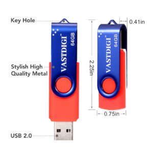 VASTDIGI 8GB USB Flash Drives 5 Pack USB 2.0 Flash Drive Swivel Memory Stick Thumb Drives with LED Light for Data Storage and Backup