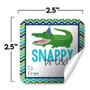 Happy Birthday Gift Tag Stickers for Boys, Set of 24 2.5 X 2.5 Mixed Square Birthday Gift Labels by Amanda Creation