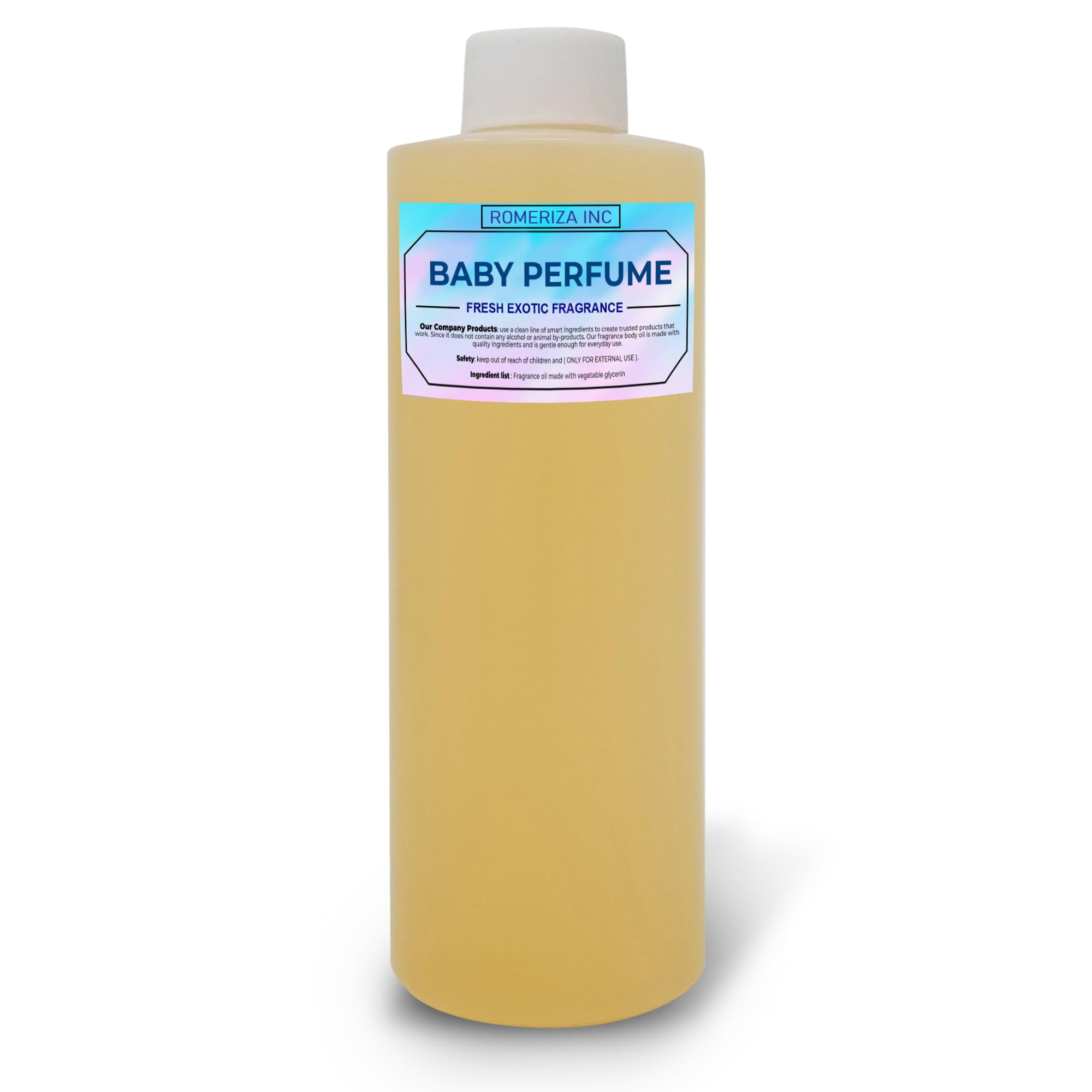 ROMERIZA INC. Baby Essential Fragrance Body Oil - luxury Unisex Body Oil - Perfume Scented Oils - Adorable Smell of Baby Perfume –Long Lasting Baby Scented Body Oil - 4 Fl Oz