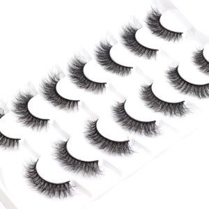 wleec beauty 14mm cat eye eyelashes 7 pairs 3d wispy fluffy false lashes natural fake eyelashes fm48