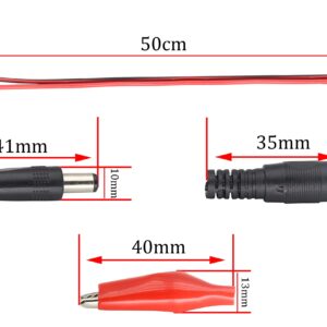 HCFeng DC Plug Power Adapter Cable, 12V DC Male/Female Jack to Alligator Clip Power Cable DC5521(5.5mmx2.1mm) Cable with Double Alligator Clips for CCTV Camera and Lighting[4pack /50cm]