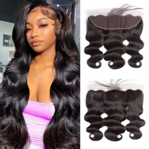 13x4 frontal body wave lace frontal 100% human hair ear to ear lace frontal 13x4 body wave hd transparent lace frontal only with baby hair natural color (13x4 lace frontal, 10 inch)