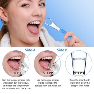 4 Pcs Tongue Scraper Cleaner Adults and Kids Stainless Steel Tongue Brush Metal Tongue Scraper Reduce Bad Breath with Travel Cases for Men Women Oral Mouth, Orange, Black, Green and Blue