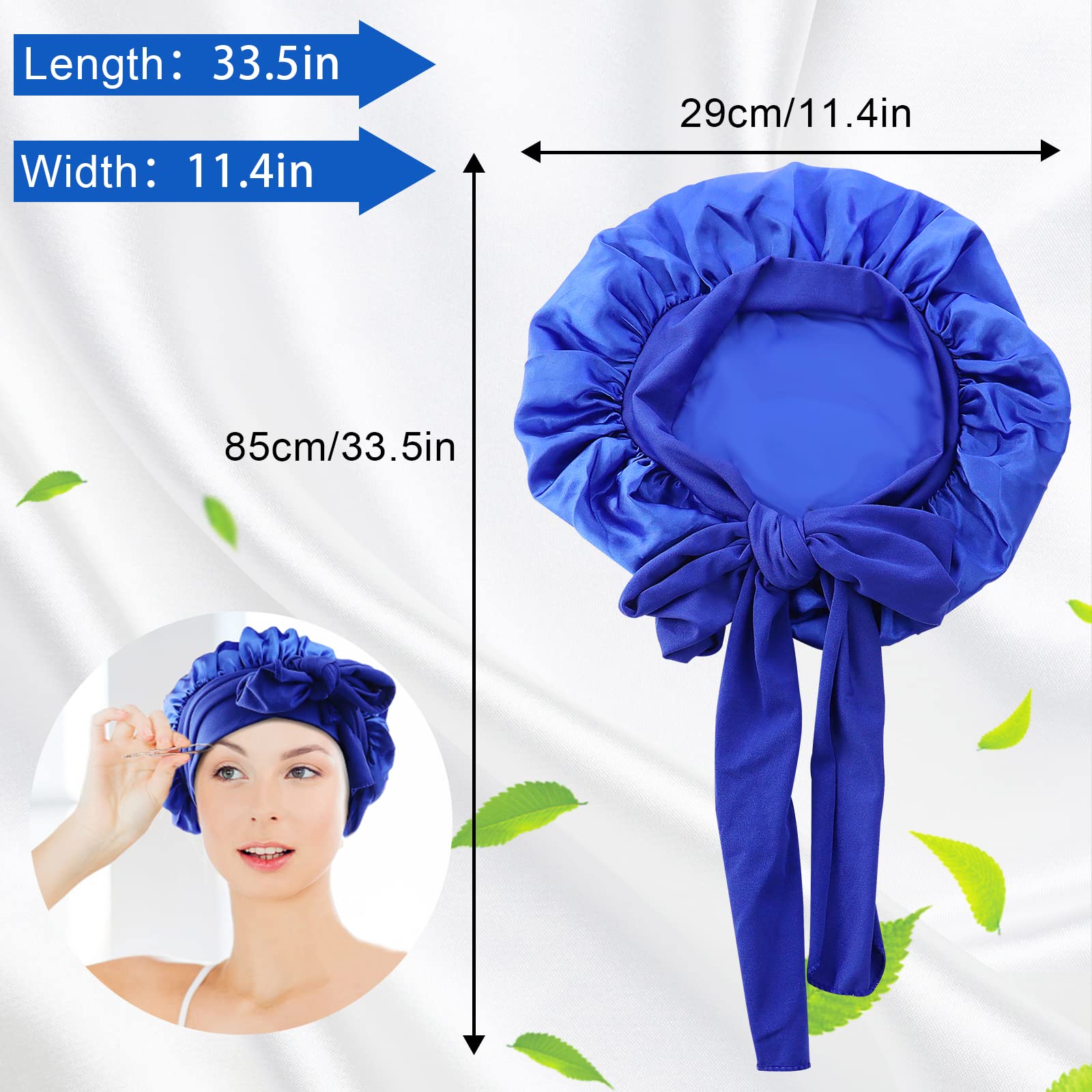 TCOTBE 2 Pack Silky Satin Bonnet Hair Wrap Silk Sleeping Cap with Wide Elastic Band Satin Hair Bonnets for Women Adjustable Satin Cap for Sleeping, Night Sleeping Head Cover for Hair Care