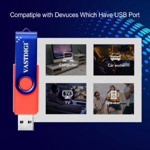 VASTDIGI 16GB USB Flash Drives 5 Pack USB 2.0 Flash Drive Swivel Memory Stick Thumb Drives with LED Light for Data Storage and Backup