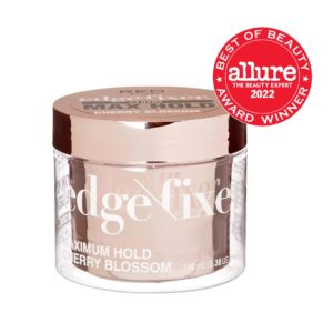 Red by Kiss Edge Fixer Hair Shine Gel, 24 Hour Max Hold, Non-Flaking, Biotin B7 Infused, Natural Styling, Professional Edge Control Wax, Perfect for Braiding (Cherry Blossom)