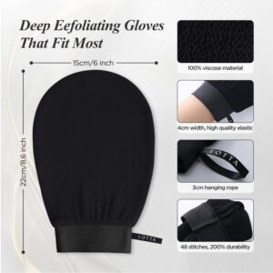 LOTTA Exfoliating Glove 3 Pcs Exfoliator Mitt Body Scrub 120D 150D 250D Shower Body Scrub Mitts Deep Skin for Cleanse Dead or Dry Skin 100% Viscose Fiber Suitable for Men and Women Black Gray White